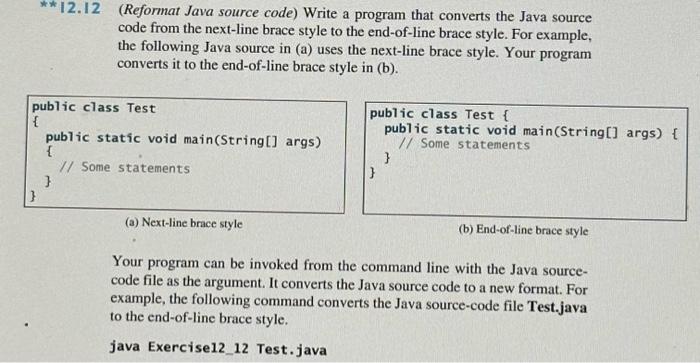 Solved 1212 Reformat Java Source Code Write A Program 9809