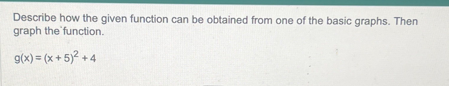 Solved Describe how the given function can be obtained from | Chegg.com