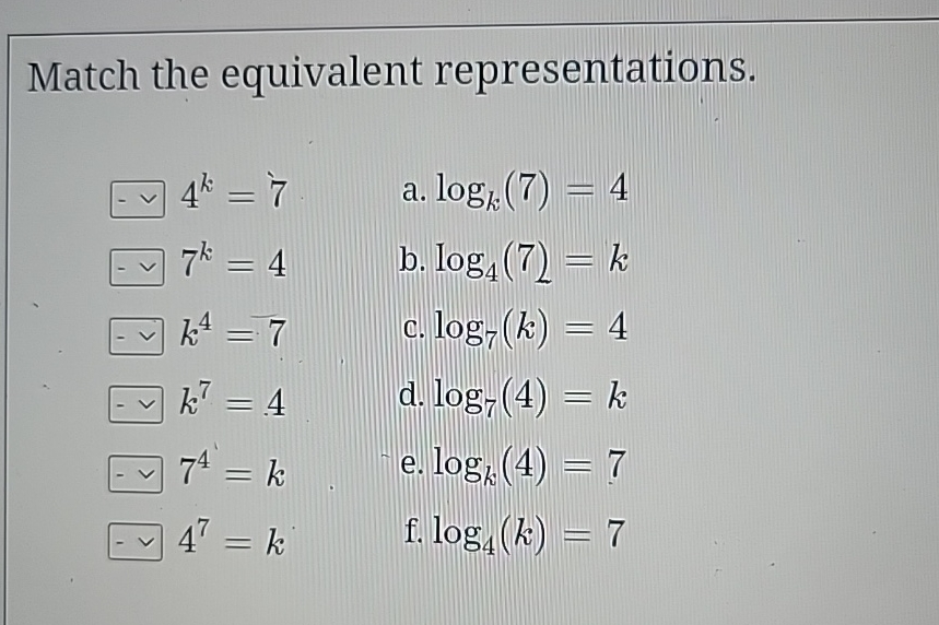 Solved Match the equivalent | Chegg.com