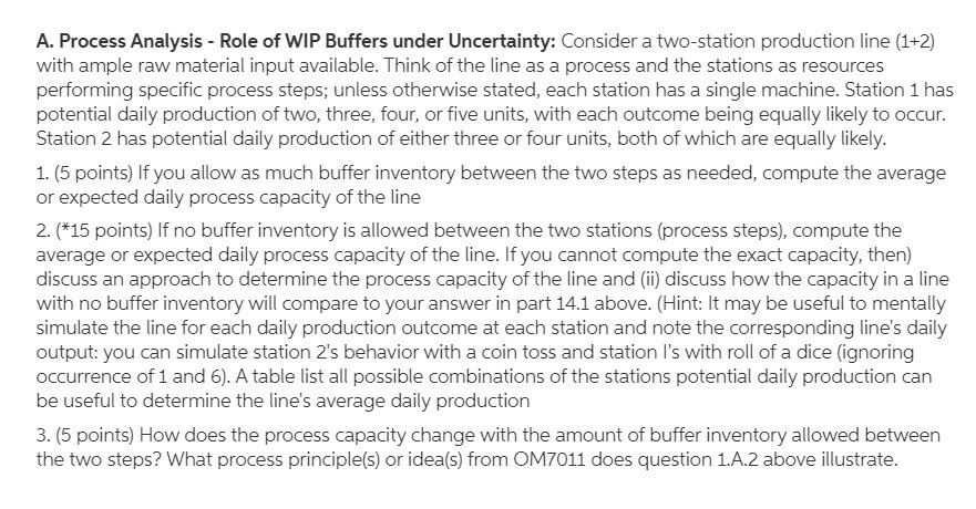 A. Process Analysis - Role of WIP Buffers under | Chegg.com