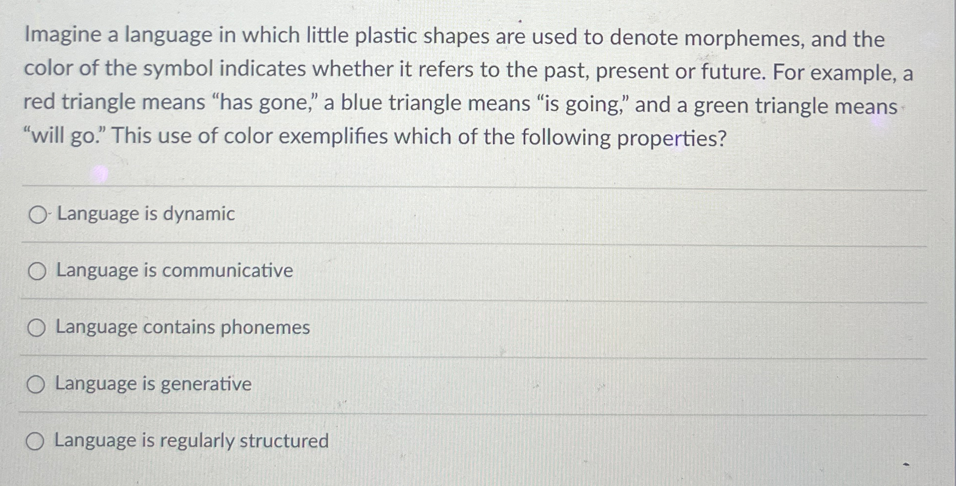 Solved Imagine a language in which little plastic shapes are | Chegg.com