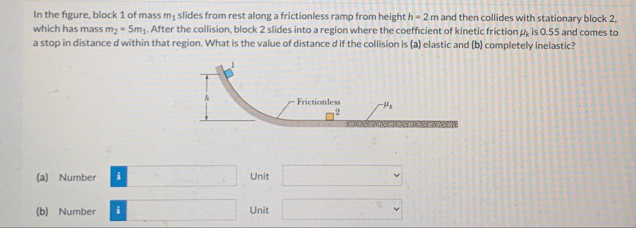 Solved In the figure, block 1 ﻿of mass m1 ﻿slides from rest | Chegg.com