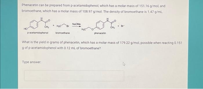 Solved Phenacetin can be prepared from p-acetamidophenol, | Chegg.com