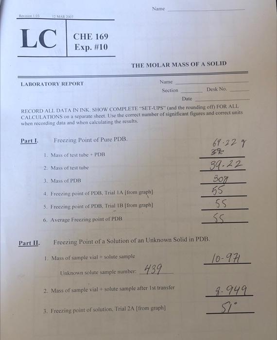 Solved RECORD ALL. DATA IN INK. SHOW COMPLETE "SET-UPS" (and | Chegg.com