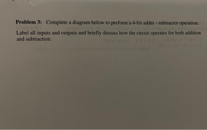 Solved Problem 3: Complete a diagram below to perform a | Chegg.com