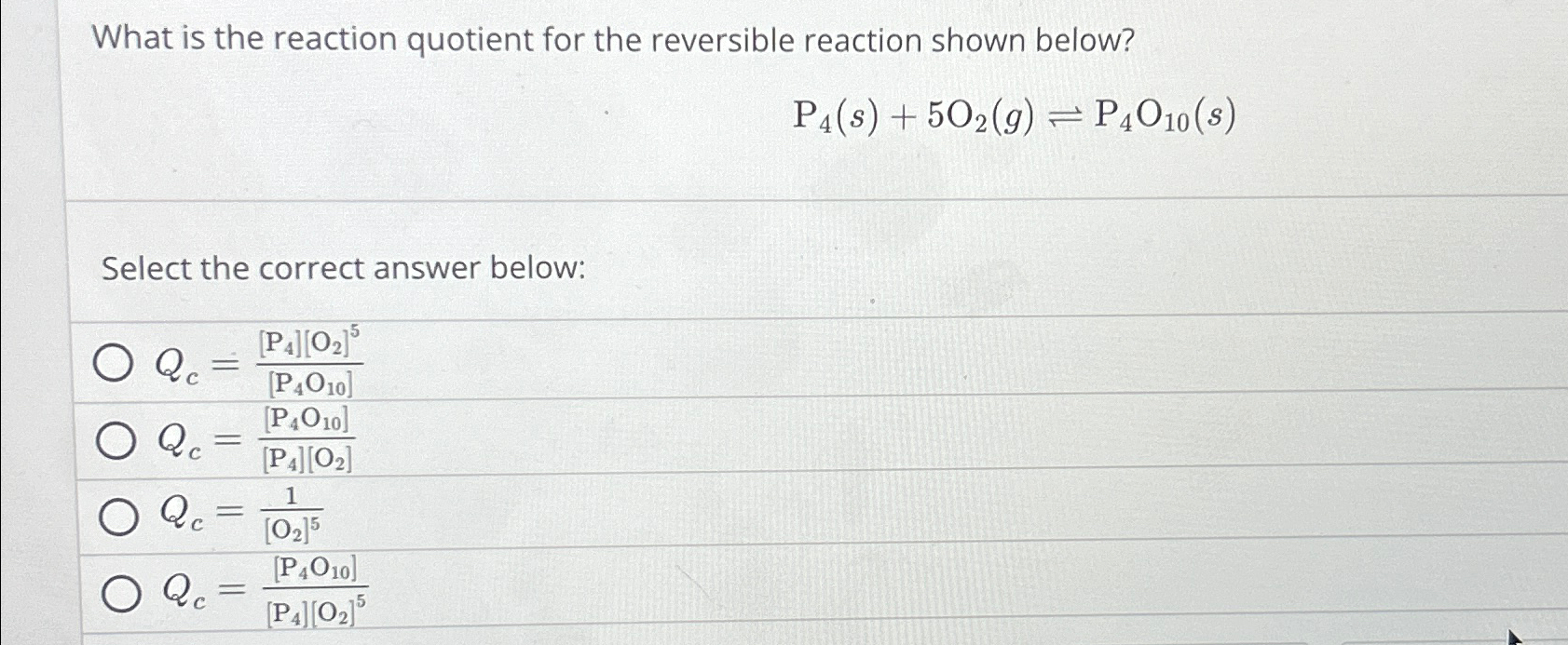 Solved What is the reaction quotient for the reversible | Chegg.com