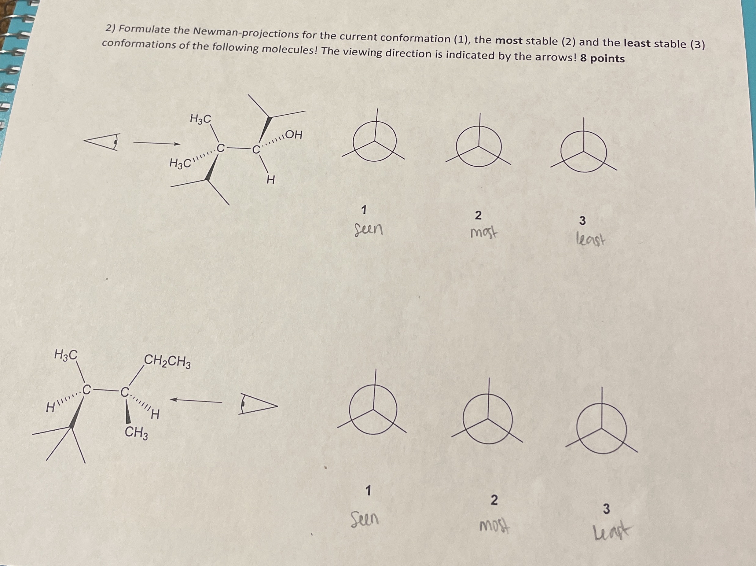 Solved Formulate the Newman-projections for the current | Chegg.com
