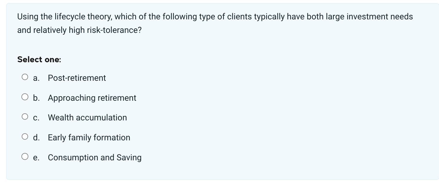 Solved Using the lifecycle theory, which of the following | Chegg.com