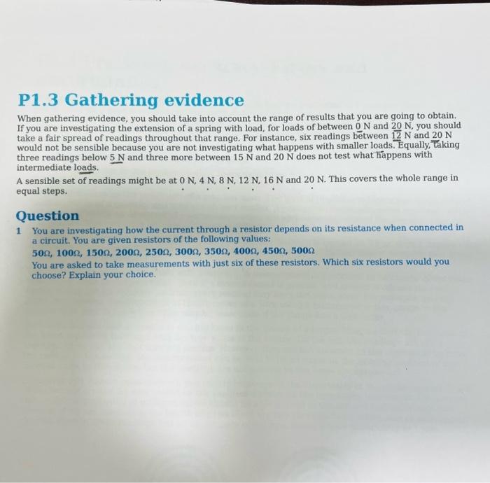 Solved P1.3 Gathering evidence When gathering evidence, you | Chegg.com
