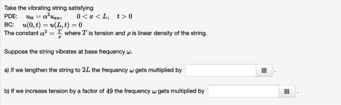 Solved Take the vibrating string satisfying PDE: | Chegg.com