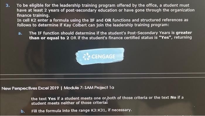 3. To be eligible for the leadership training program | Chegg.com