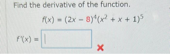Solved Find the derivative of the function. | Chegg.com