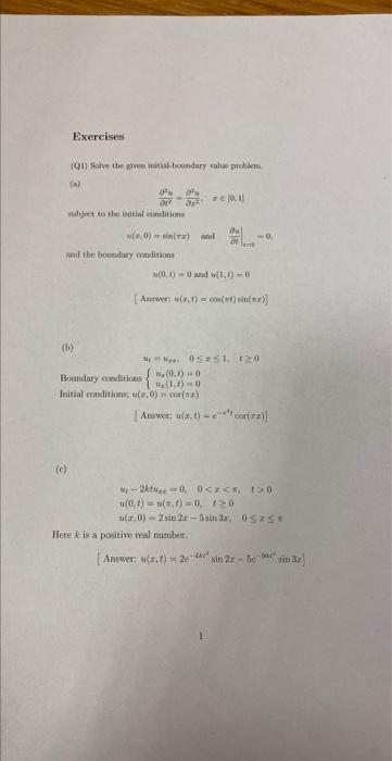 Solved (Q1) Solve the given initiaf-boundary value probikn | Chegg.com