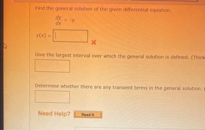 Solved Find the general solution of the given differential | Chegg.com