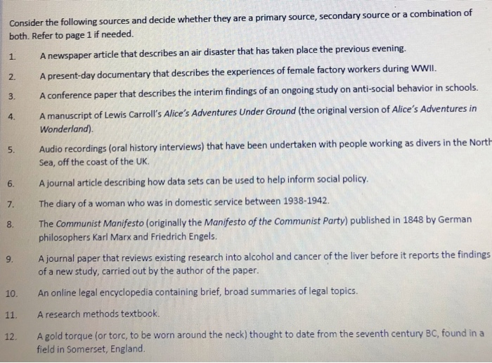 Solved 1 2. 3. 4. 5 Consider the following sources and | Chegg.com