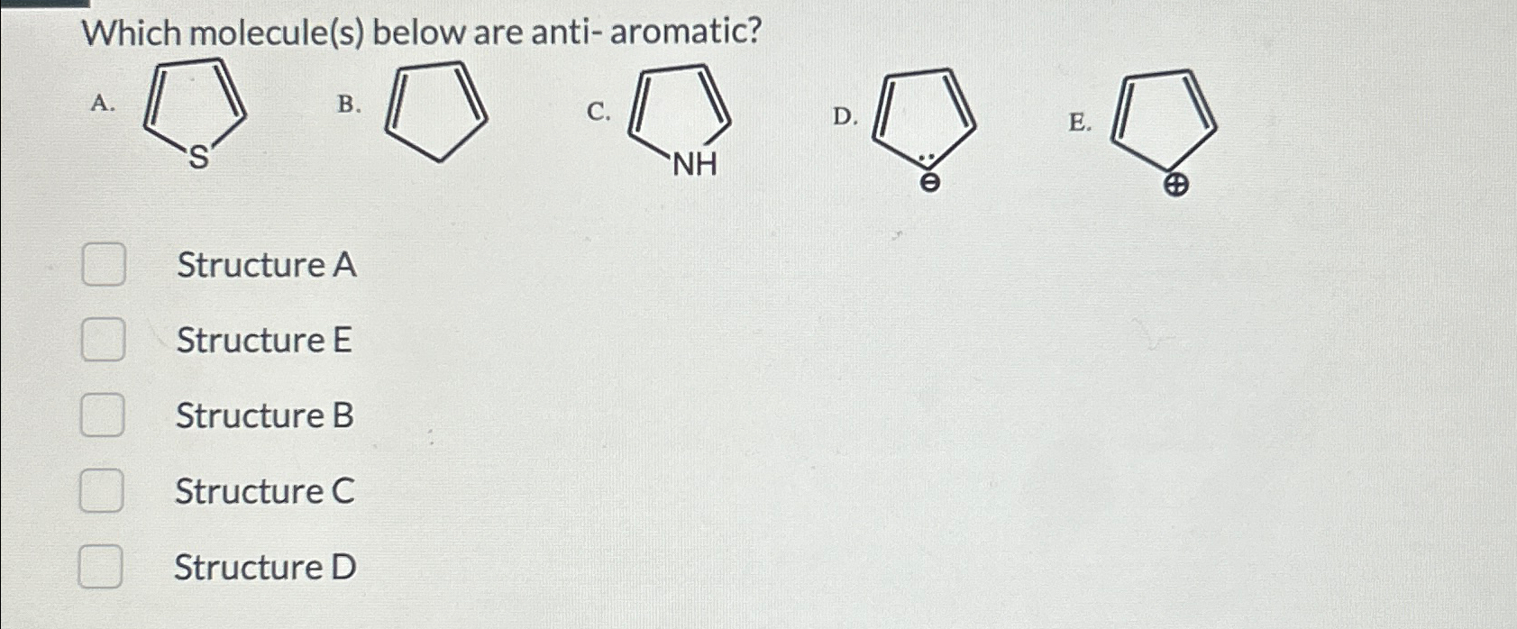 Solved Which molecule(s) ﻿below are anti- | Chegg.com