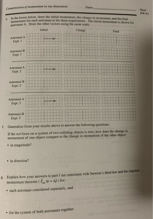 Solved Conservation of momentum in one dimension Name Mech | Chegg.com
