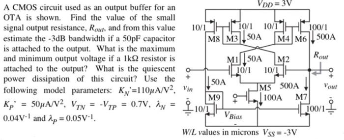 Solved Rout A CMOS circuit used as an output buffer for an | Chegg.com