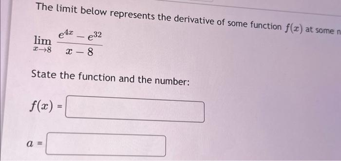 Solved The limit below represents the derivative of some | Chegg.com