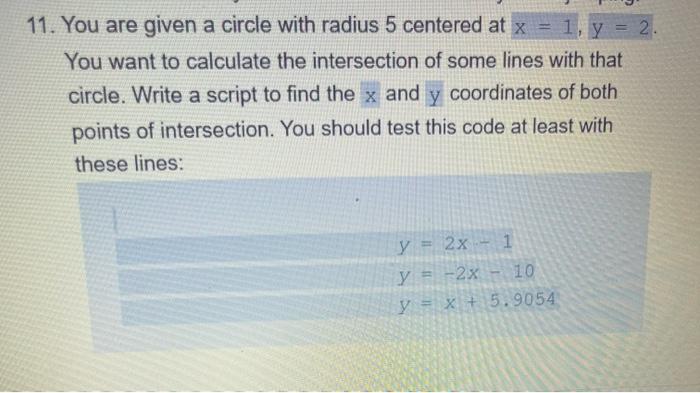Solved 2. Solve the Programming Project number 11 (Circle | Chegg.com