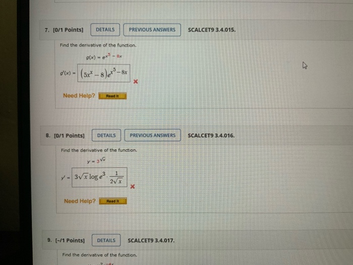 Solved 7. [0/1 Points] DETAILS PREVIOUS ANSWERS SCALCET9 | Chegg.com