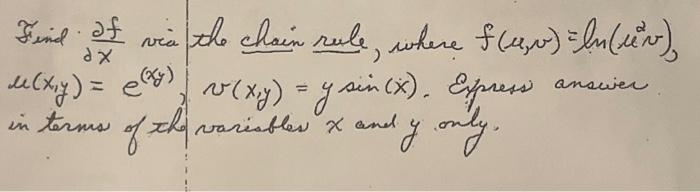 Solved Find df/dx via the chain rule, where f(u, v) = | Chegg.com