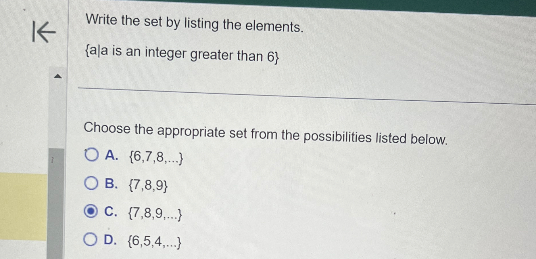 Solved Write the set by listing the elements. ﻿a|a is an | Chegg.com