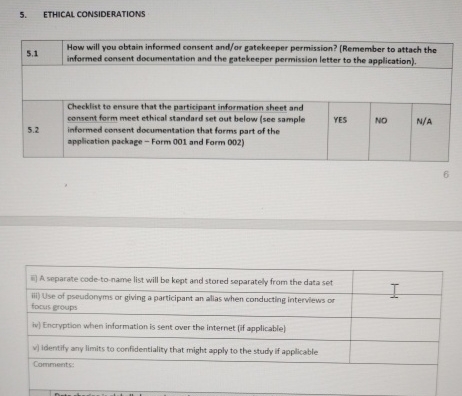 Solved ETHICAL CONSIDERATIONS\table[[5.1,\table[[How will | Chegg.com