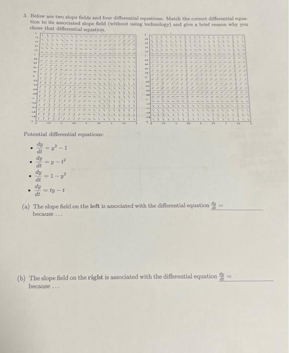 Solved 3. Below are two slope fields and four differential | Chegg.com