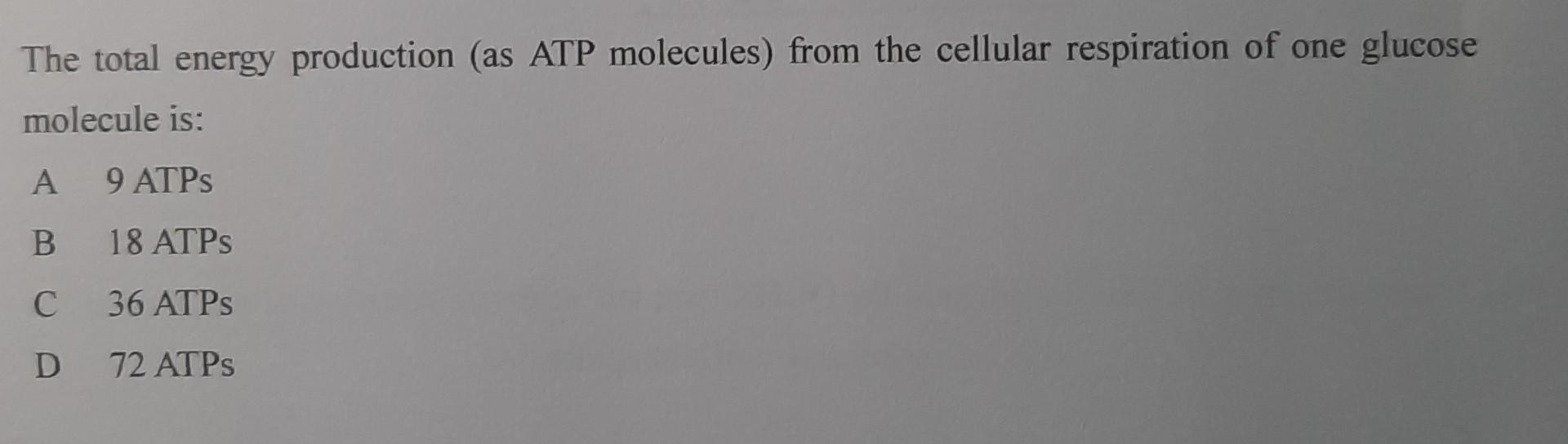 Solved The total energy production (as ATP molecules) from | Chegg.com