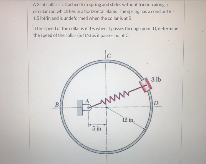 Solved A 3 lbf collar is attached to a spring and slides | Chegg.com