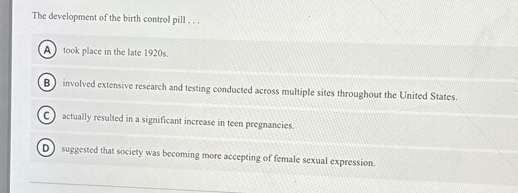 Solved The Development Of The Birth Control Pill ﻿took