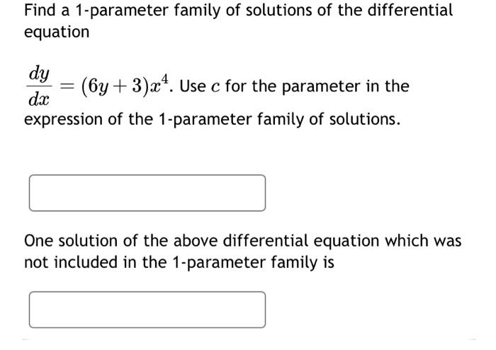 Solved Find a 1-parameter family of solutions of the | Chegg.com