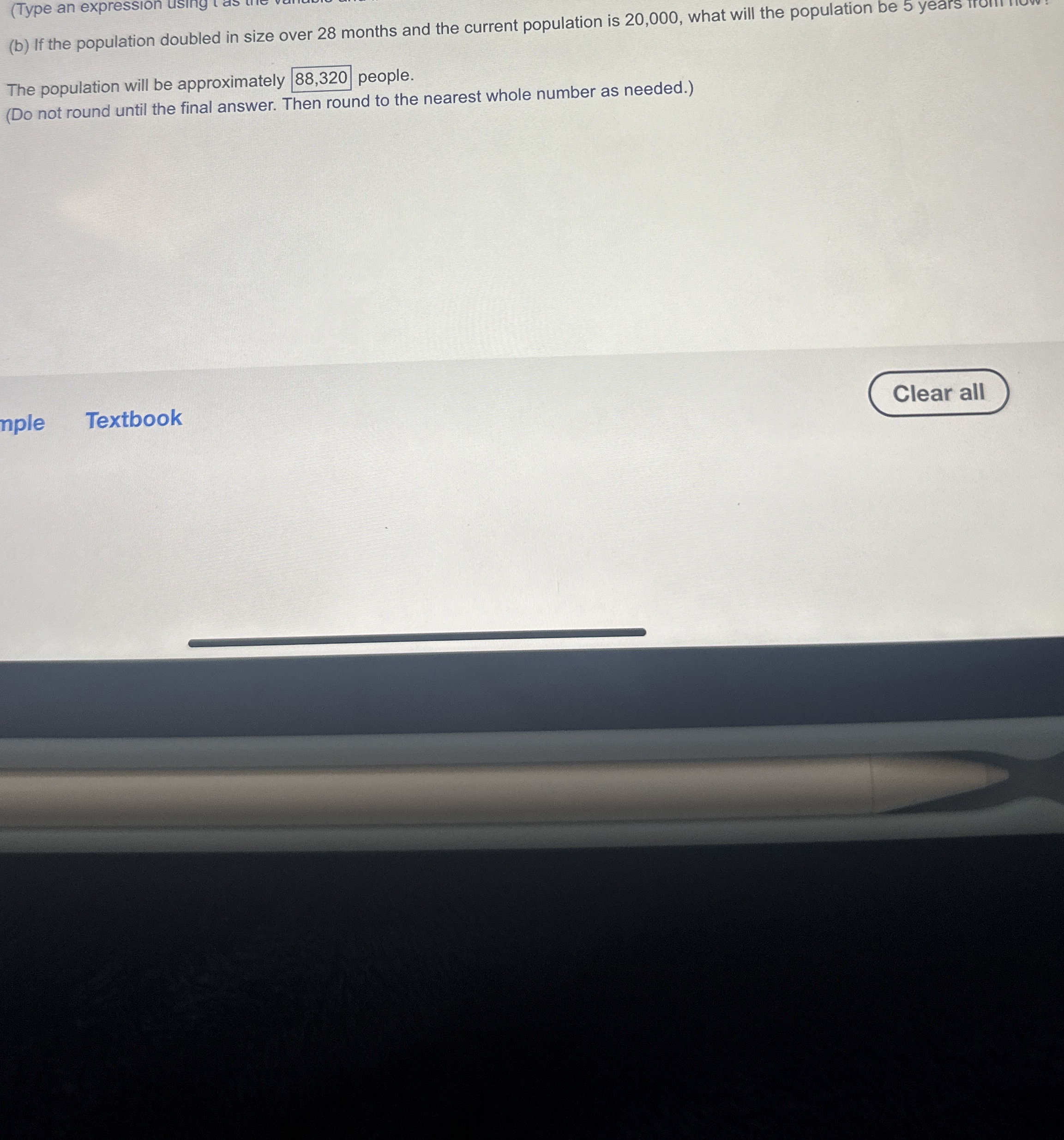 Solved (Type an expression(b) ﻿If the population doubled in | Chegg.com