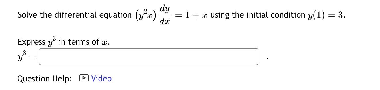 Solved Solve the differential equation (y2x)dydx=1+x ﻿using | Chegg.com