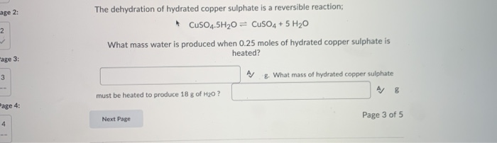 Solved age 2: The dehydration of hydrated copper sulphate is | Chegg.com