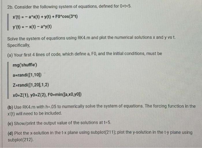 Solved 2b. Consider the following system of equations, | Chegg.com