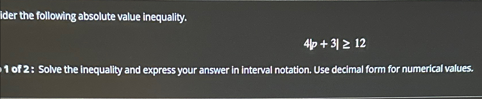 Solved ider the following absolute value | Chegg.com