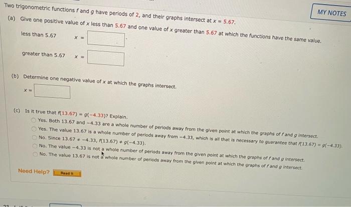 Solved Two trigonometric functions f and g have periods of | Chegg.com
