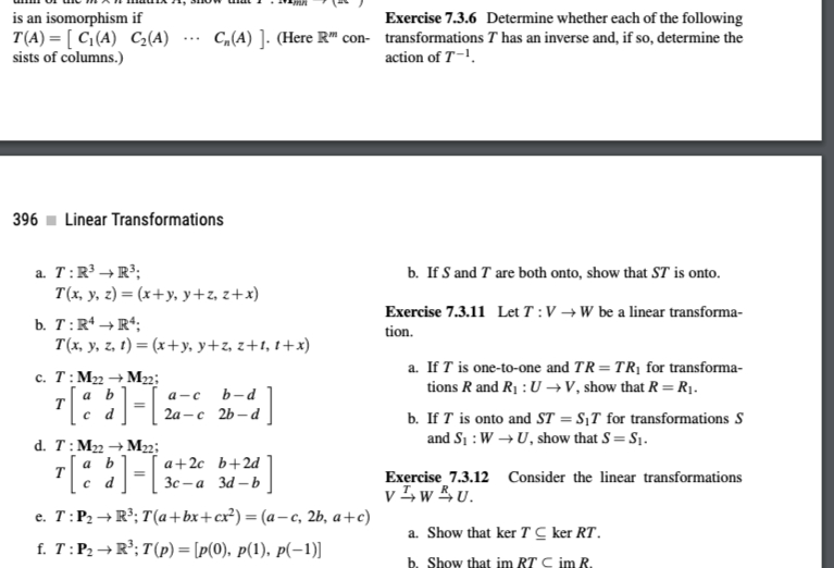 Solved Exercise 7.3.6 ﻿Determine whether each of the | Chegg.com