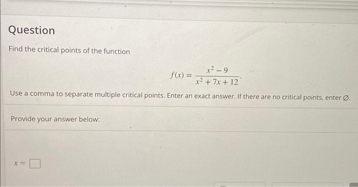 Solved Find the critical points of the function | Chegg.com