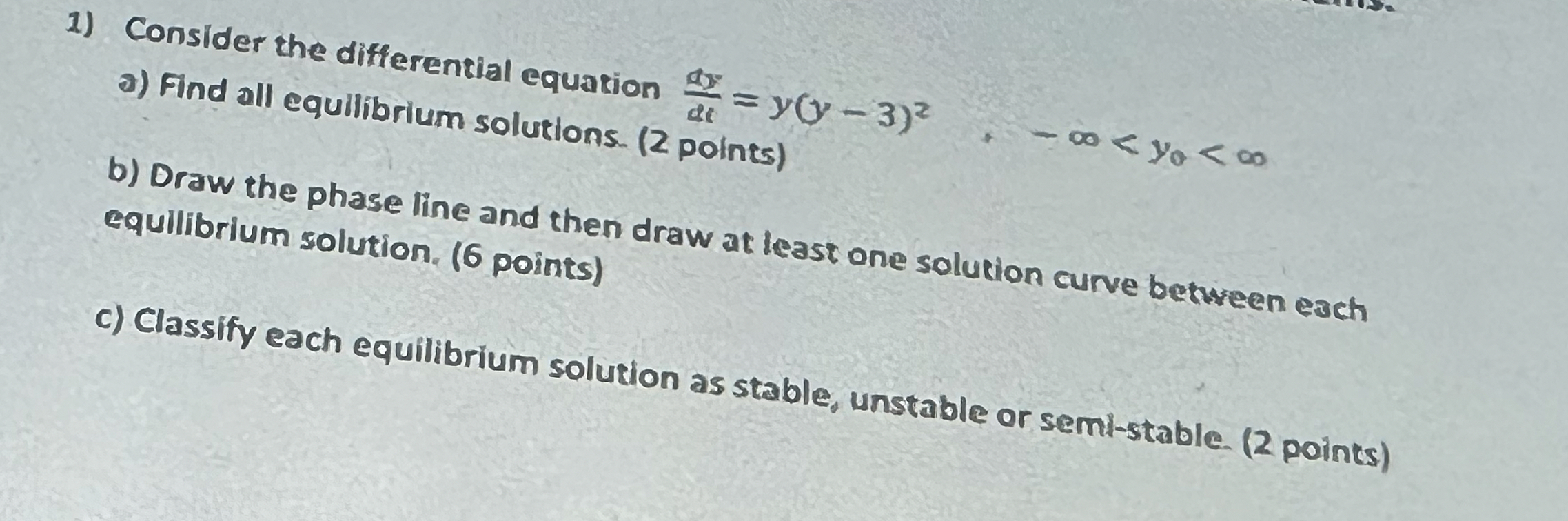 Consider the differential equation dyd8=y(y-3)2,-∞a | Chegg.com