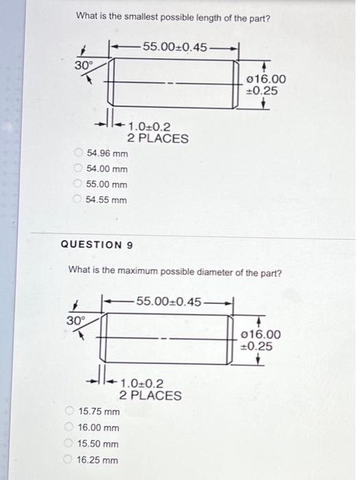 Solved What is the smallest possible length of the part? | Chegg.com