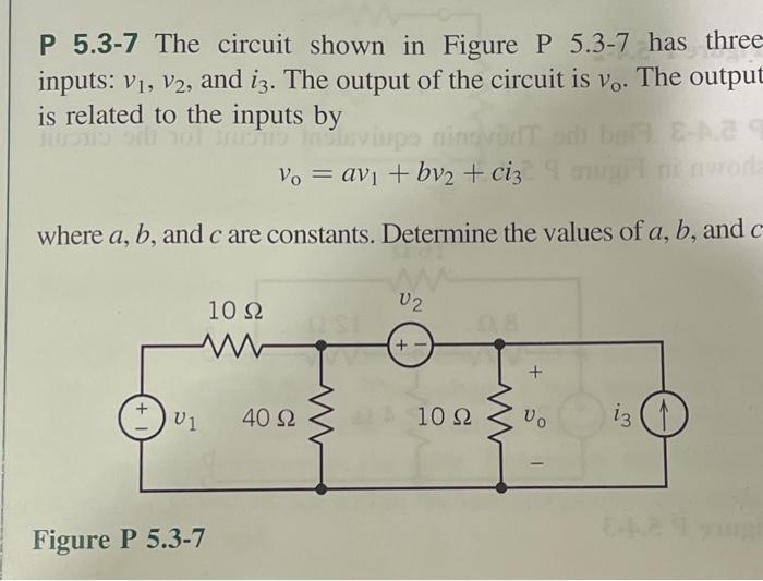 Solved P 5.3-7 The circuit shown in Figure P 5.3−7 has three | Chegg.com