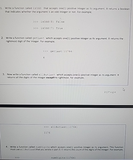 Solved Write a function called isodd that accepts one(1) | Chegg.com