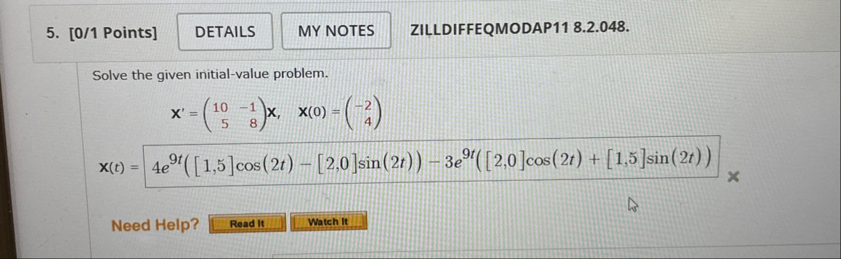 [0/1 ﻿Points] ﻿ZILLDIFFEQMODAP11 8.2.048.Solve the | Chegg.com