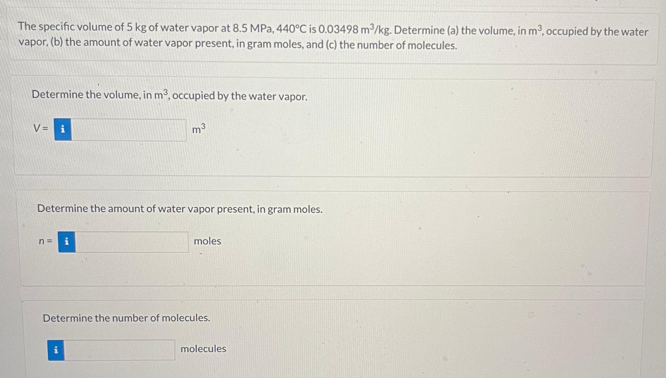 Solved The specific volume of 5kg ﻿of water vapor at | Chegg.com