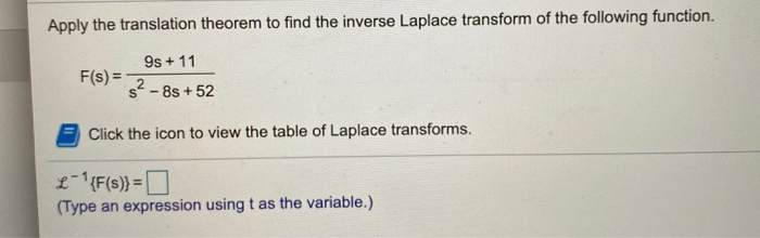 Solved Apply the translation theorem to find the inverse | Chegg.com