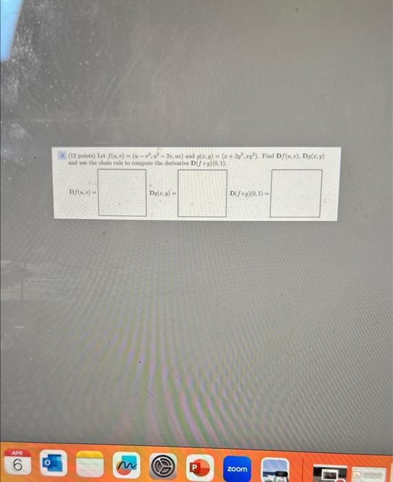 (12 pointa) Let f(k,v)=(u−v2+u2−2r,ur) and | Chegg.com