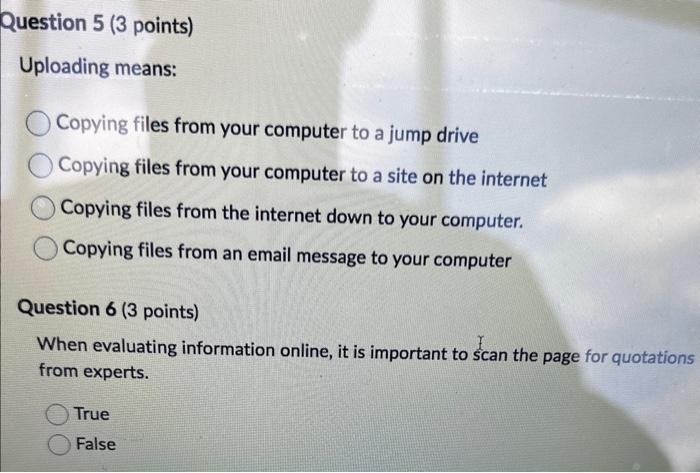 Solved Uploading means: Copying files from your computer to | Chegg.com